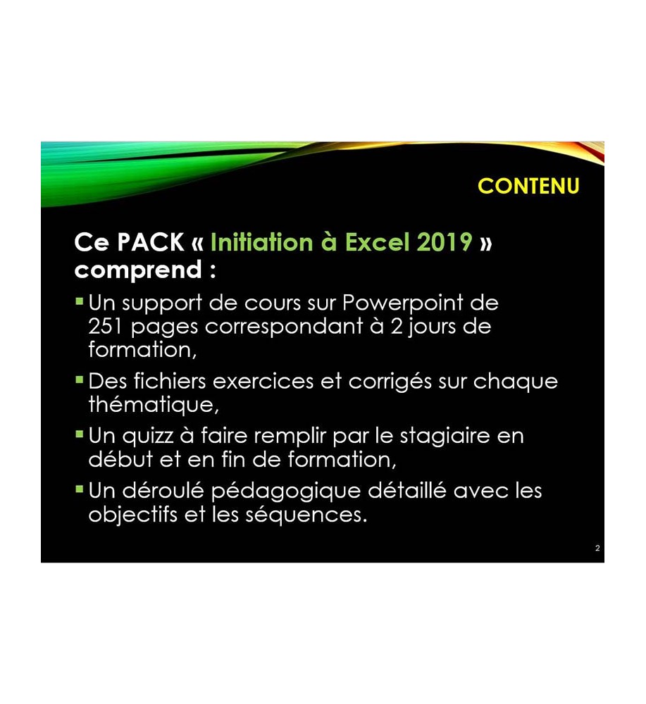 Support de formation Excel 2019 pour formateur