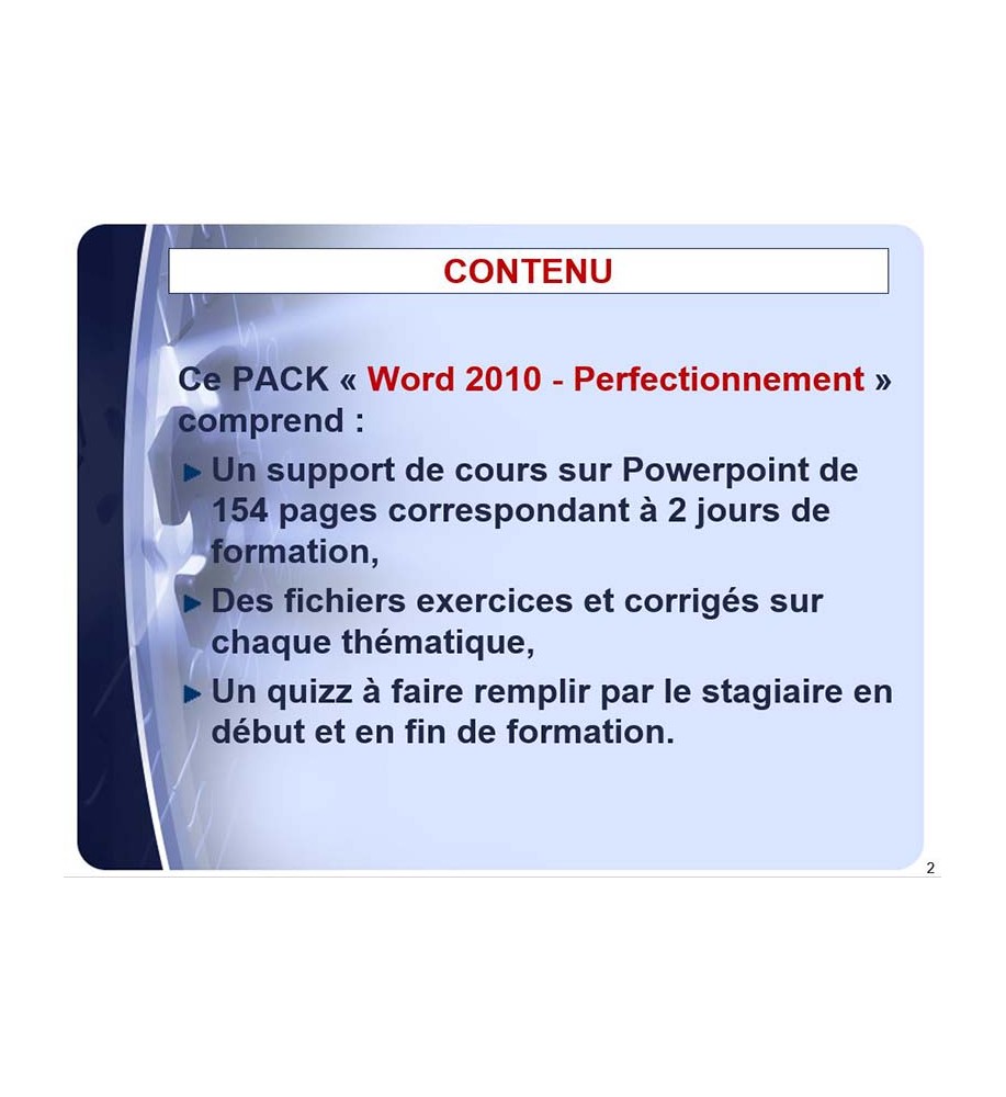 Support de formation Word 2010 - Perfectionnement pour formateur