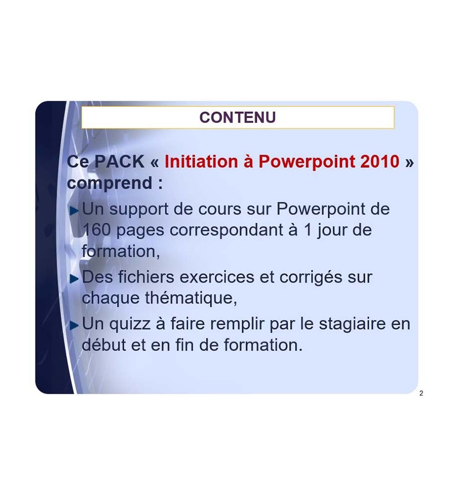 Support de formation Powerpoint 2010 pour formateur