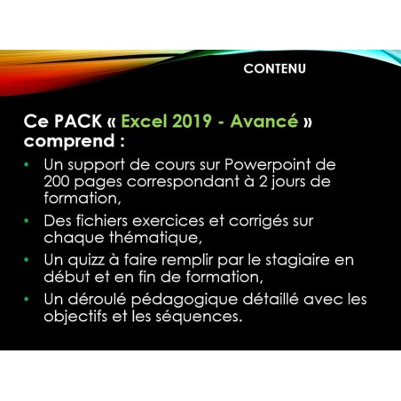 Support de formation Excel 2019 avancé pour formateur